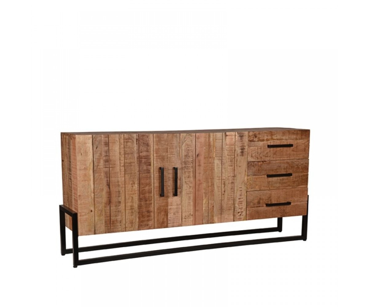 Sideboard massiv Holz/Metall, Sideboard grobes Mangoholz, Sideboard ...