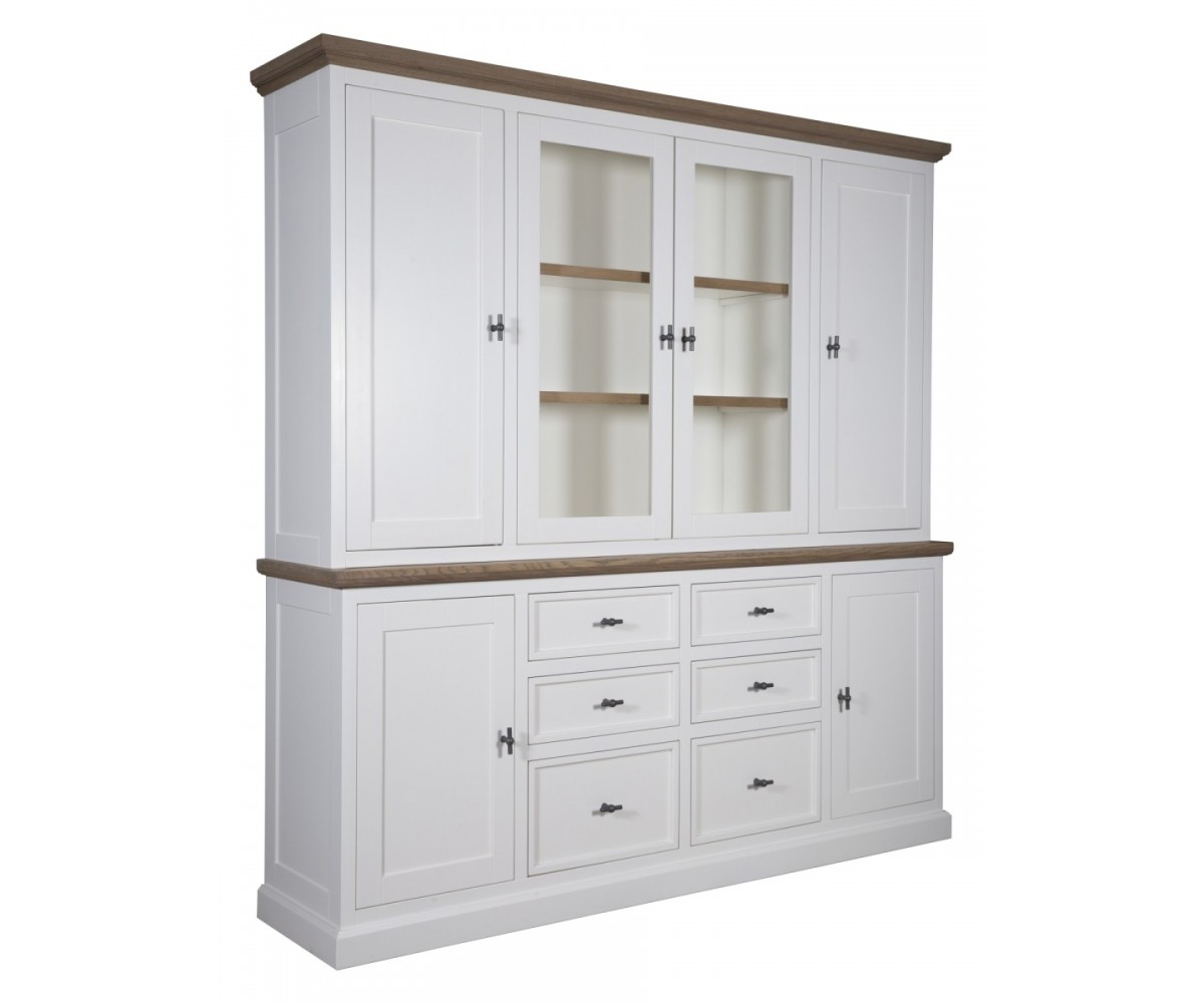 Geschirrschrank mit Eiche, Buffetschrank mit Eiche, Vitrine, Schrank ...