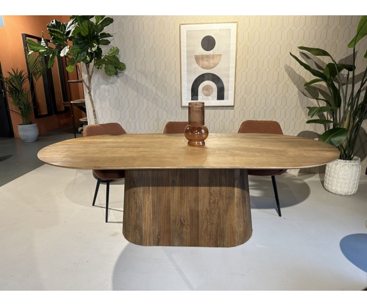 Tisch oval Massivholz, Esstisch Naturholz-braun, ovaler Tisch Holz ...