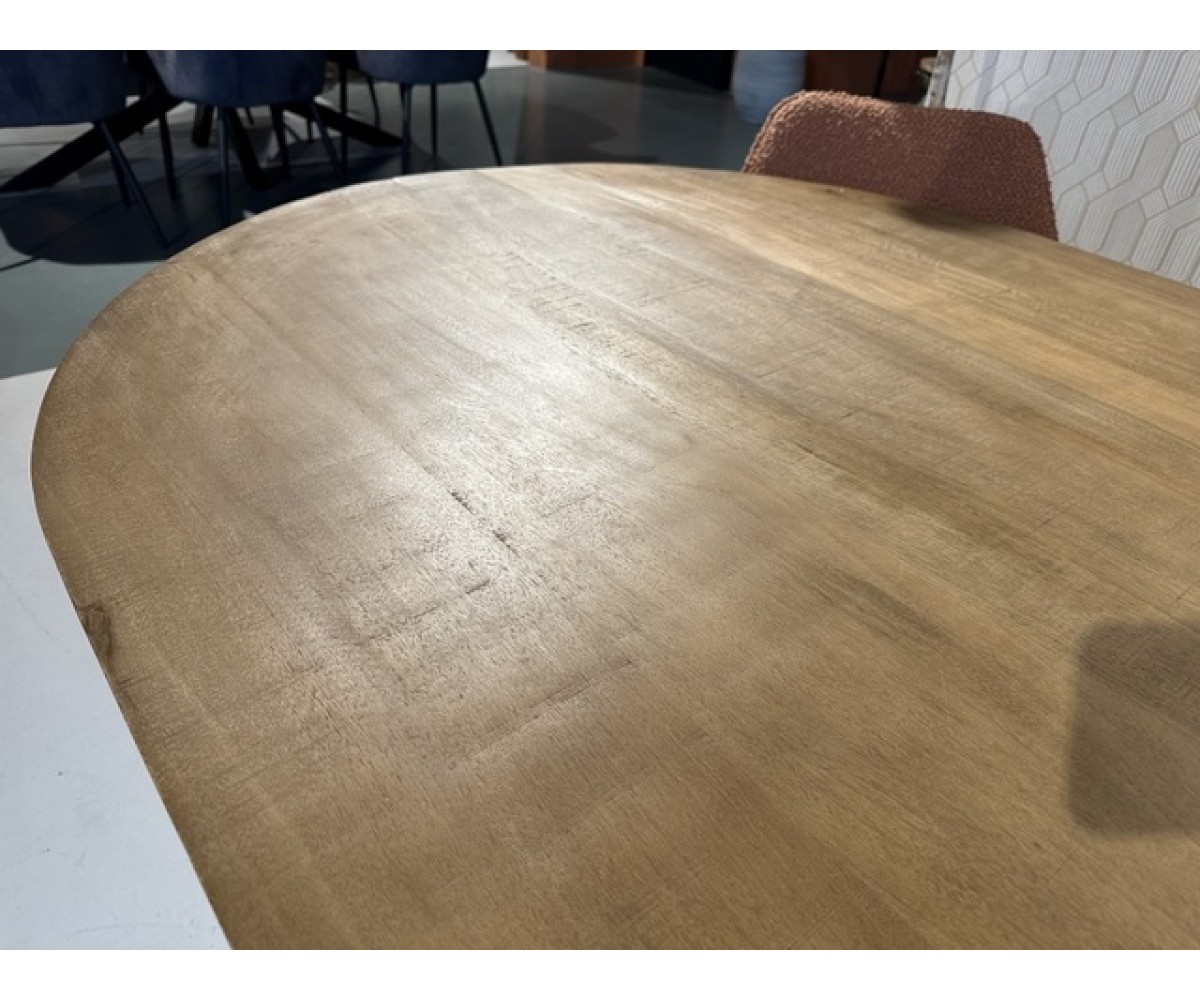 Tisch oval Massivholz, Esstisch Naturholz-braun, ovaler Tisch Holz ...