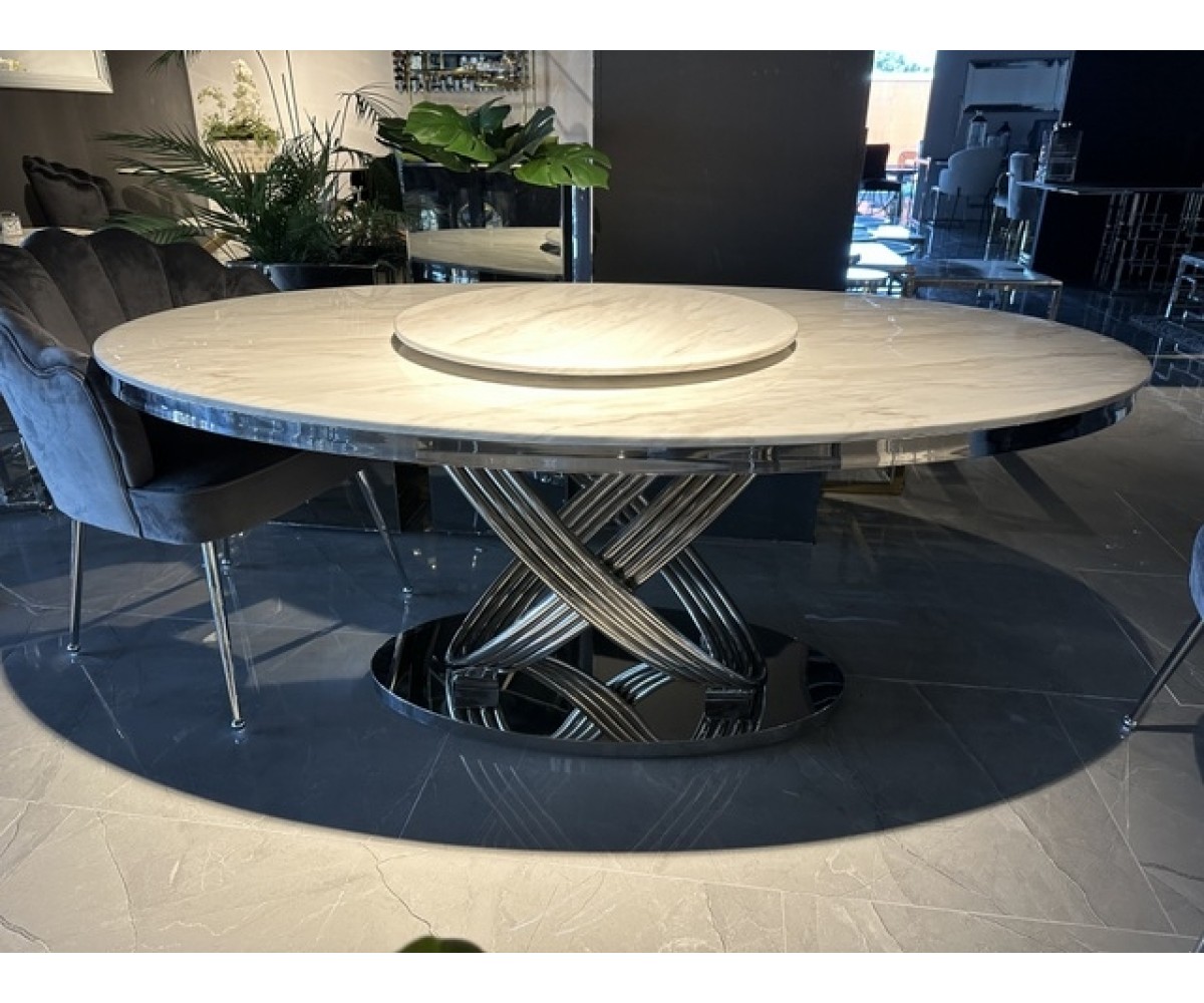 Ovaler Esstisch Marmoroptik Tischplatte, Tisch oval Silber Tischbein ...