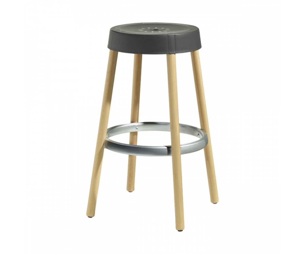 Design Barhocker Natural, anthrazit, Buche, Rund, Sitzhöhe 75 cm