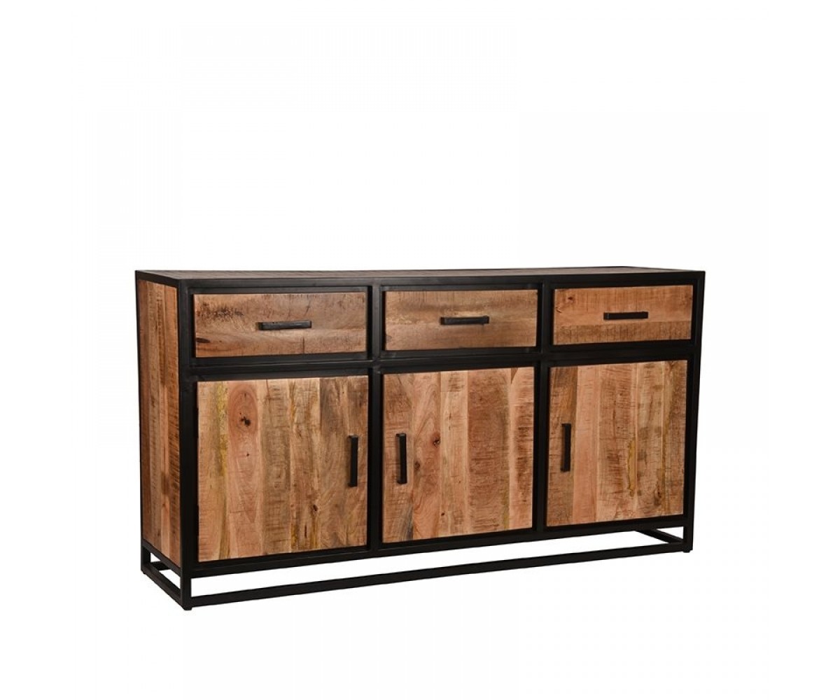 Sideboard Holz/Metall, Sideboard Massives Mangoholz, Sideboard schwarz ...
